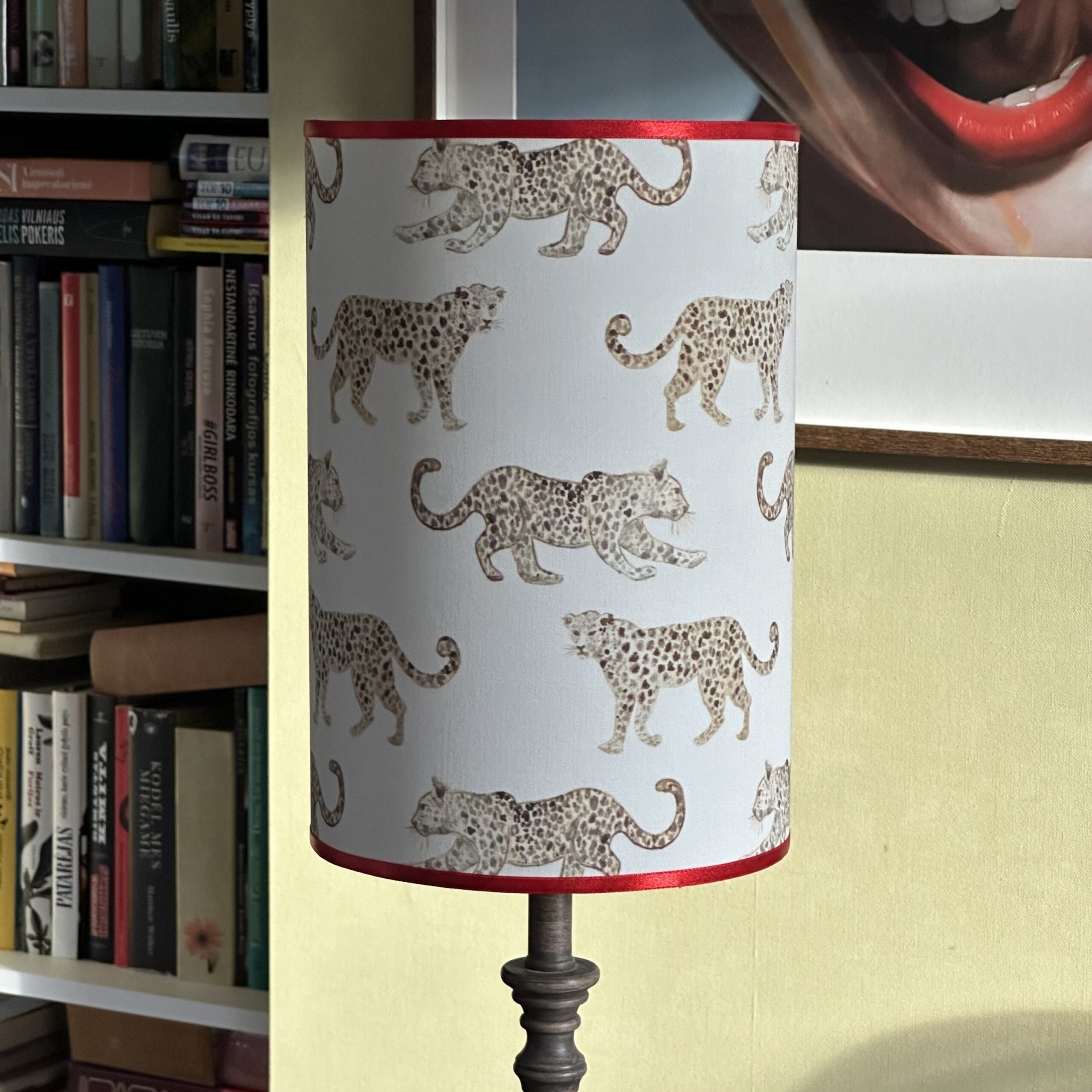 Leopard Parade Table Lamp with Red Trim - Chantier