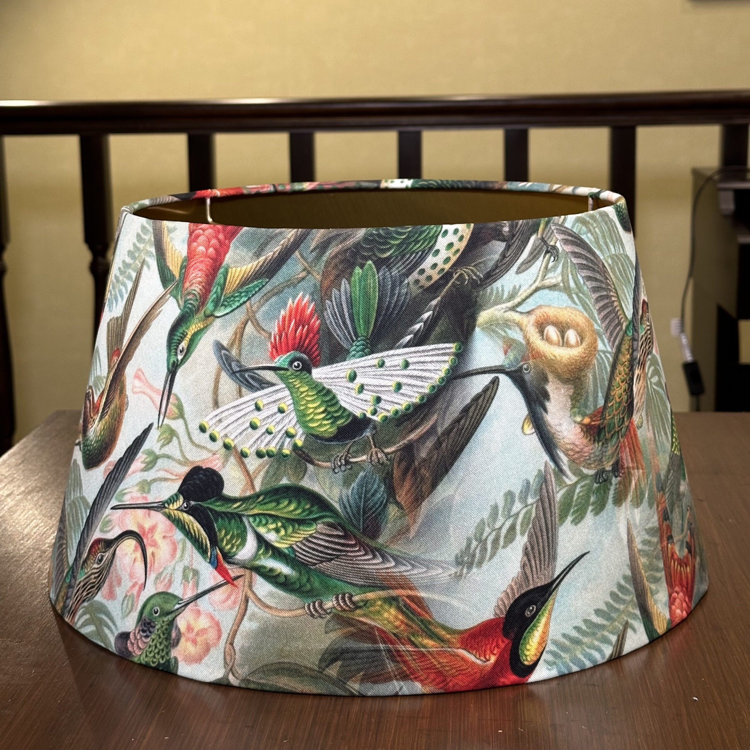 Exotic Hummingbird Paradise Gold Lined Lampshade - Chantier